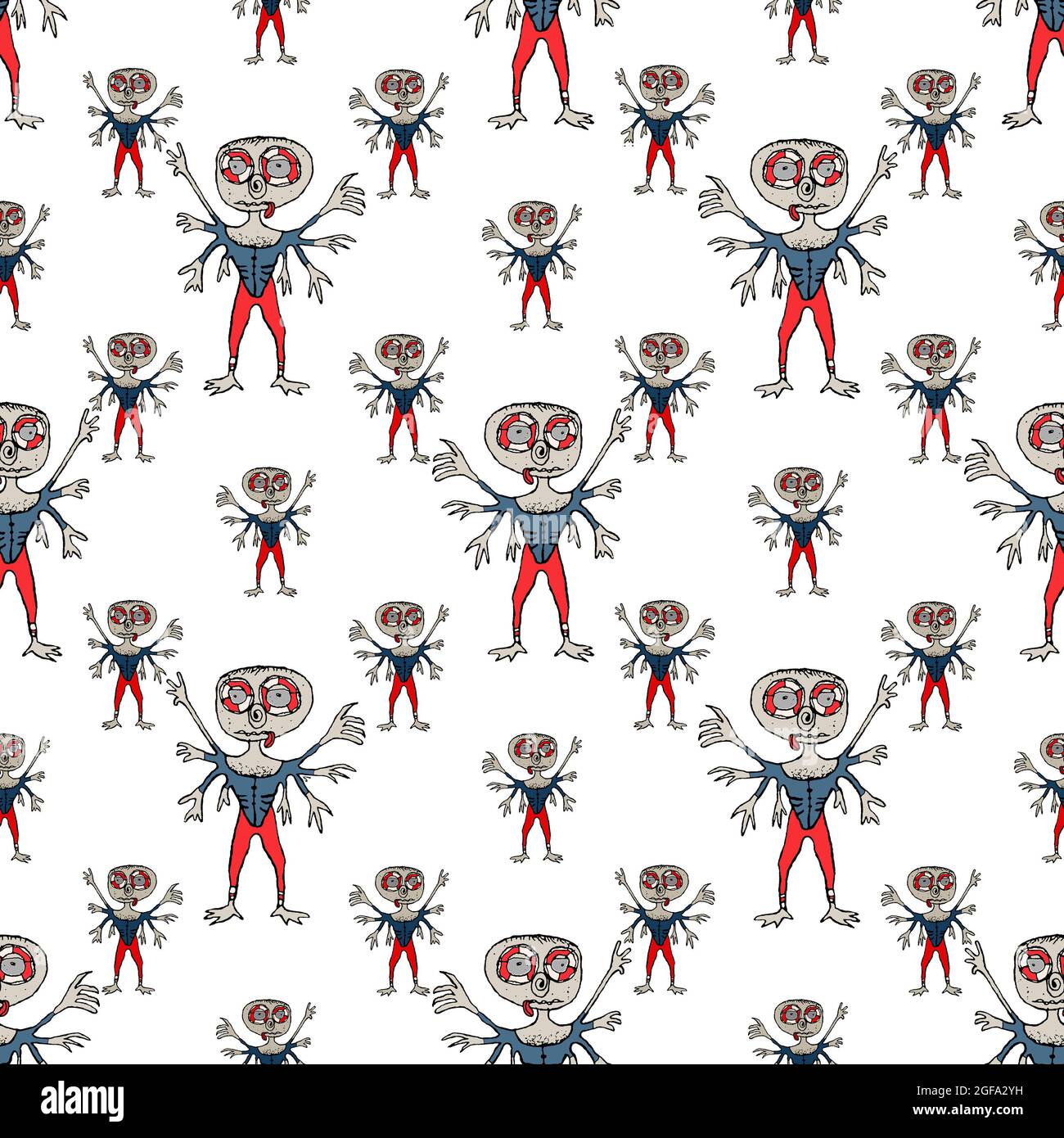 Sketchy style colored scarecrow drawing monster motif seamless pattern ...