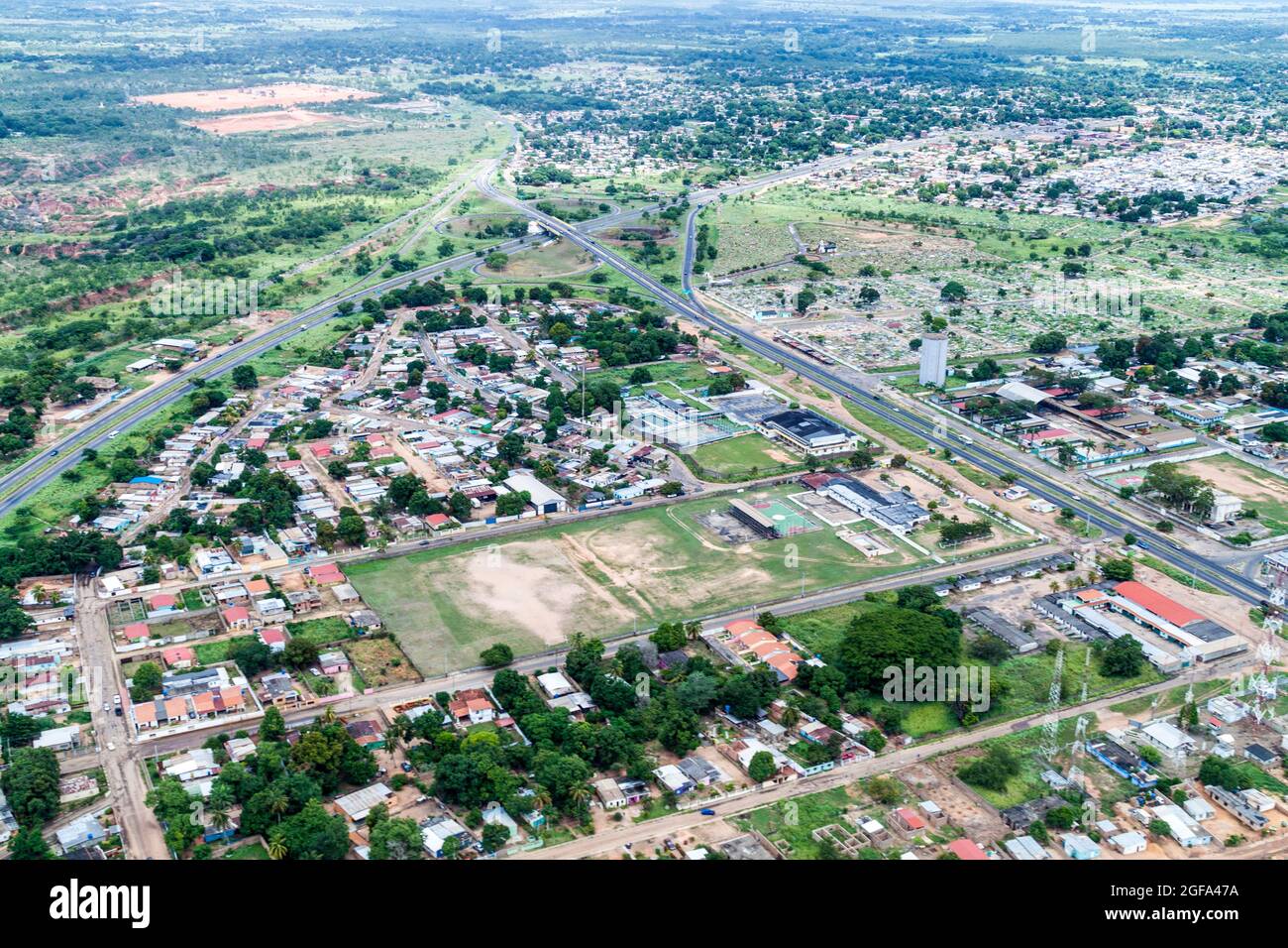 Aerial view of a highway bypass of Ciudad Bolivar, Venezuela Stock ...