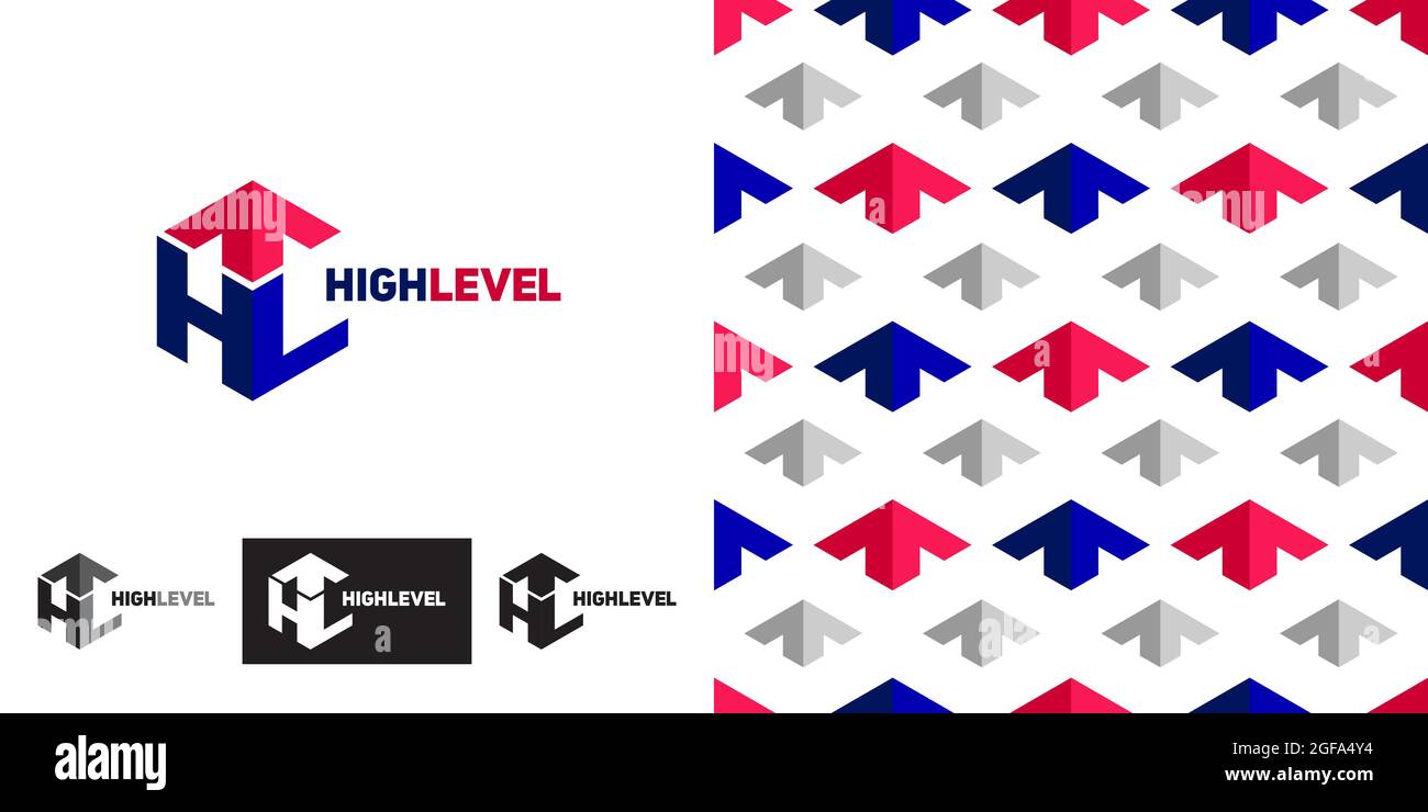 Logo template from letters H, L, high level. Abstract seamless ...