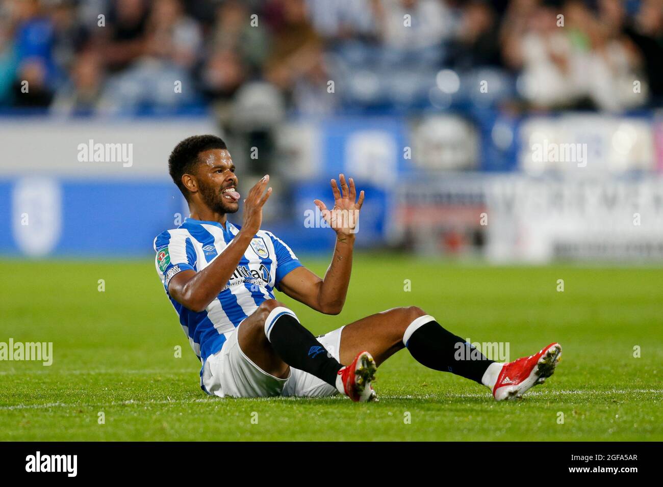 Fraizer Campbell #22 of Huddersfield Town reacts to missing the goal ...