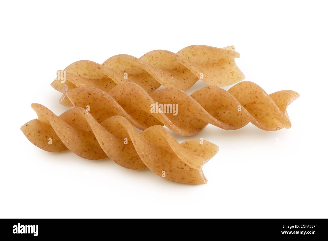 Wolegrain fusilli pasta from durum wheat isolated on white background ...