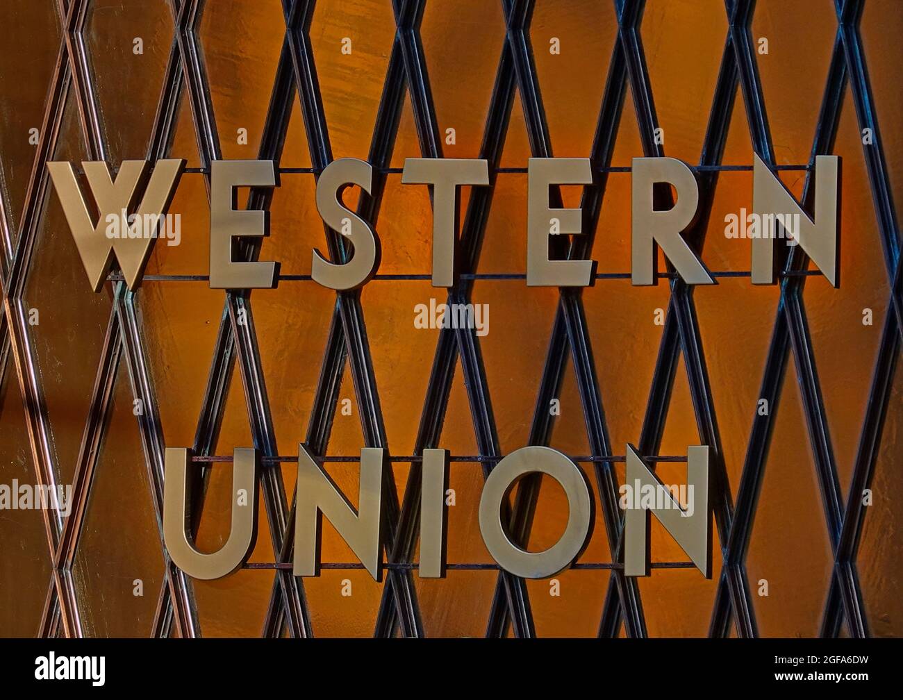 Western Union sign in window Manhattan NYC Stock Photo - Alamy