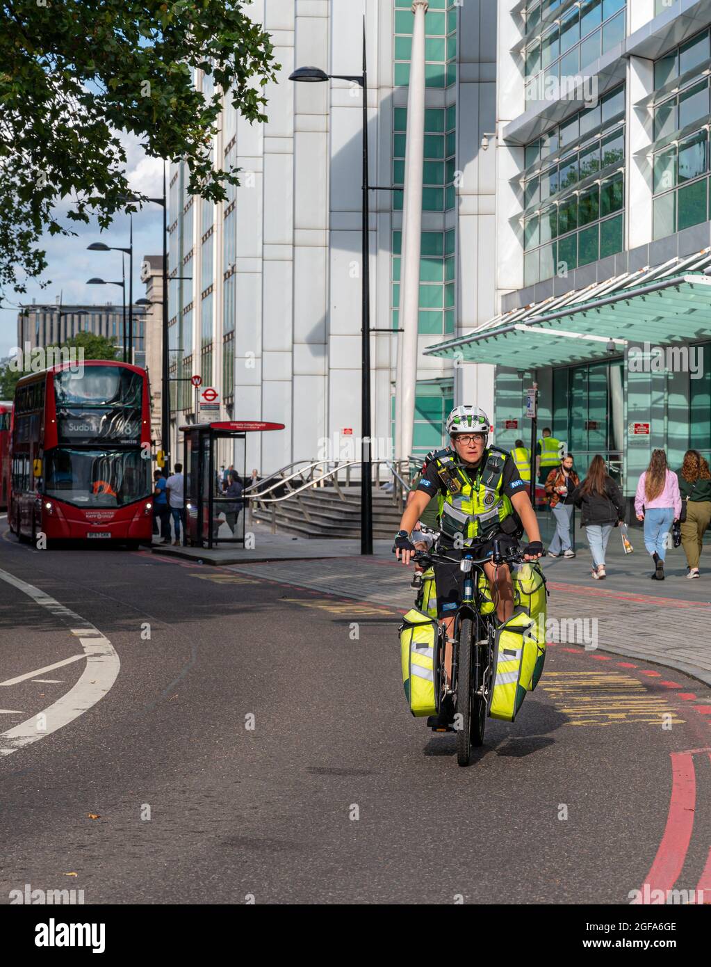 London, England, UK - August 24, 2021: NHS mobile female worker ...