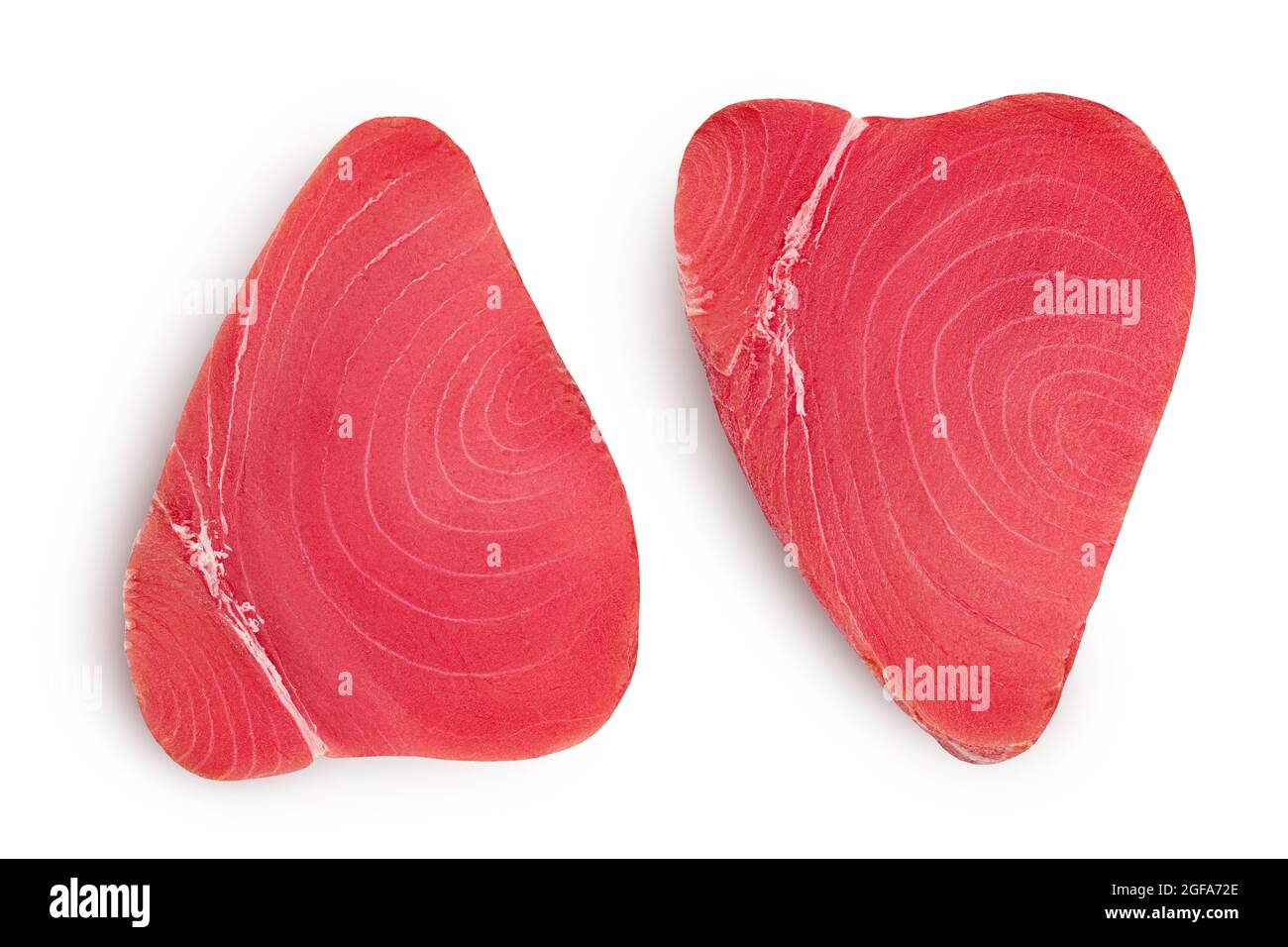 Fresh tuna fish fillet steak isolated on white background with clipping ...