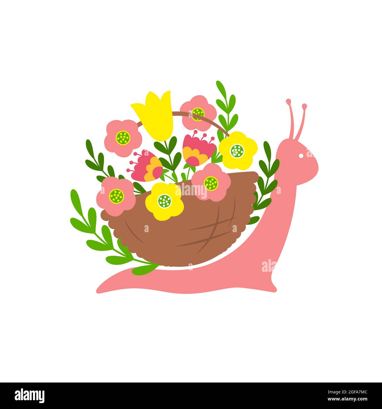 Cartoon snail and flowers hi-res stock photography and images - Alamy