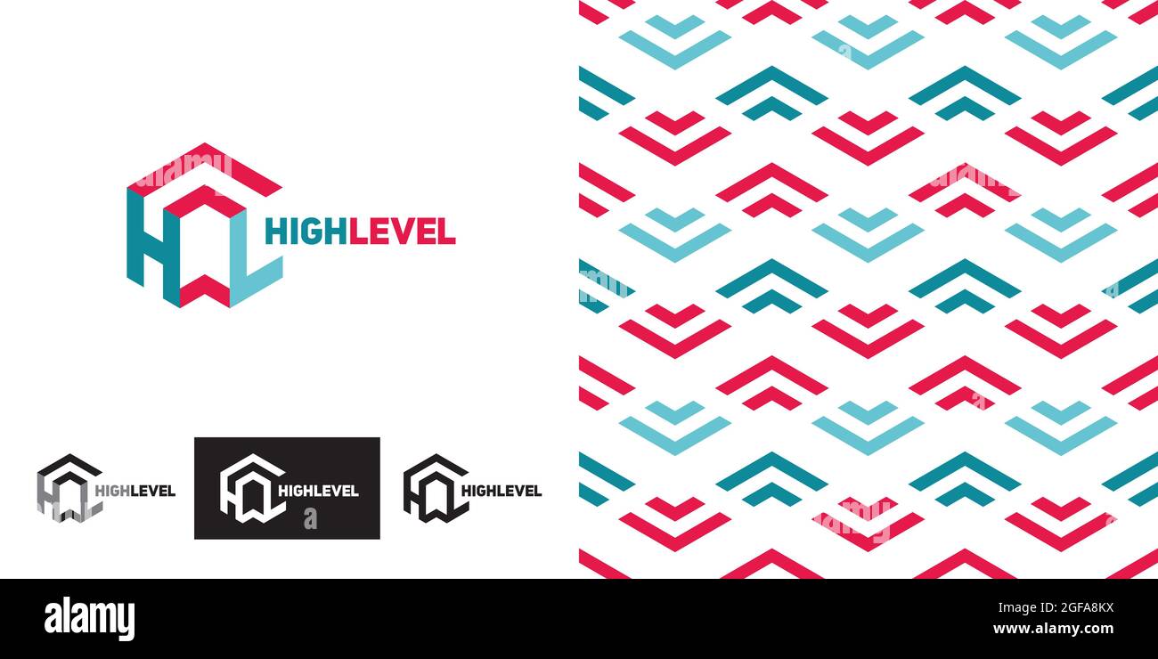 Logo template from letters H, L, high level. Seamless background Stock ...