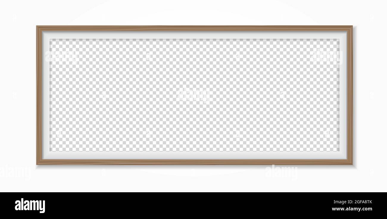 Brown wooden rectangle frame with soft shadow for text or picture is on ...