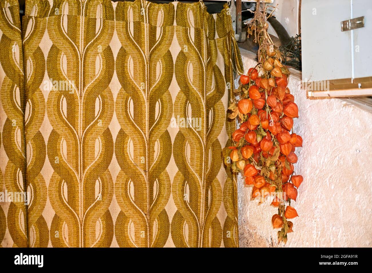 a green striped textile curtain ideally photographs as a background ...