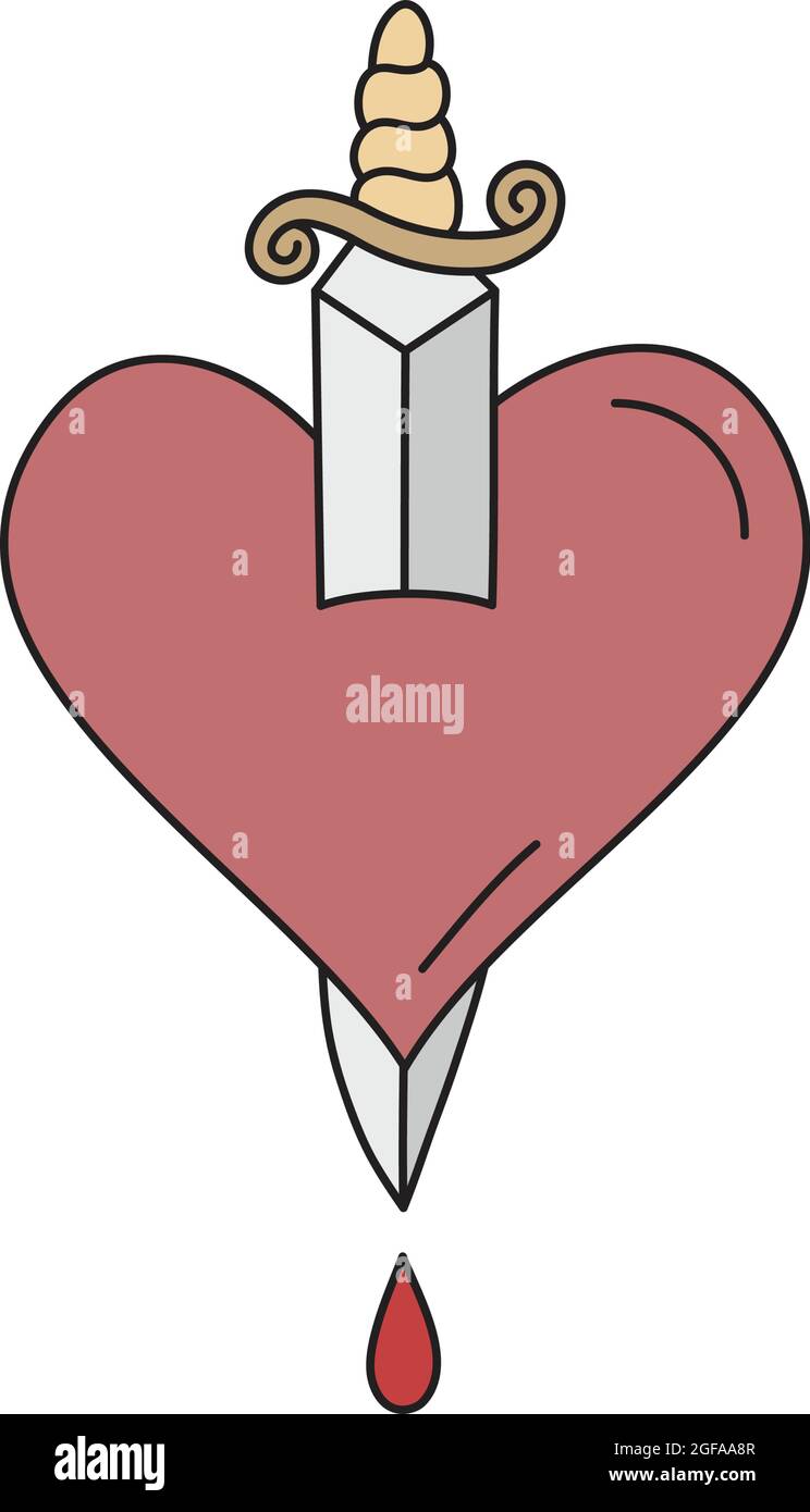 Dagger stabbed in the heart vector illustration Stock Vector Image ...