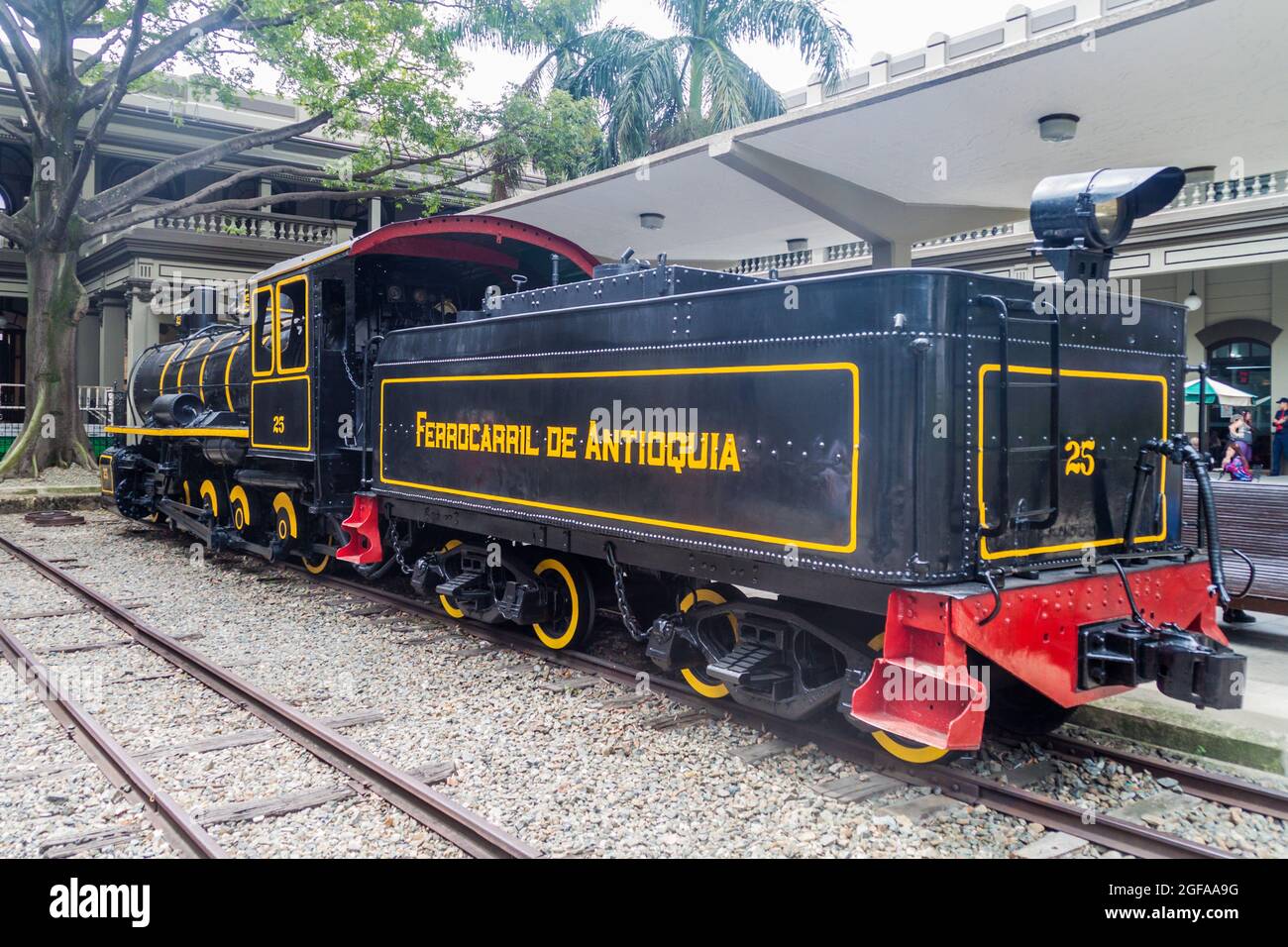 MEDELLIN, COLOMBIA - SEPTEMBER 1,2015: Old steam train at the former ...