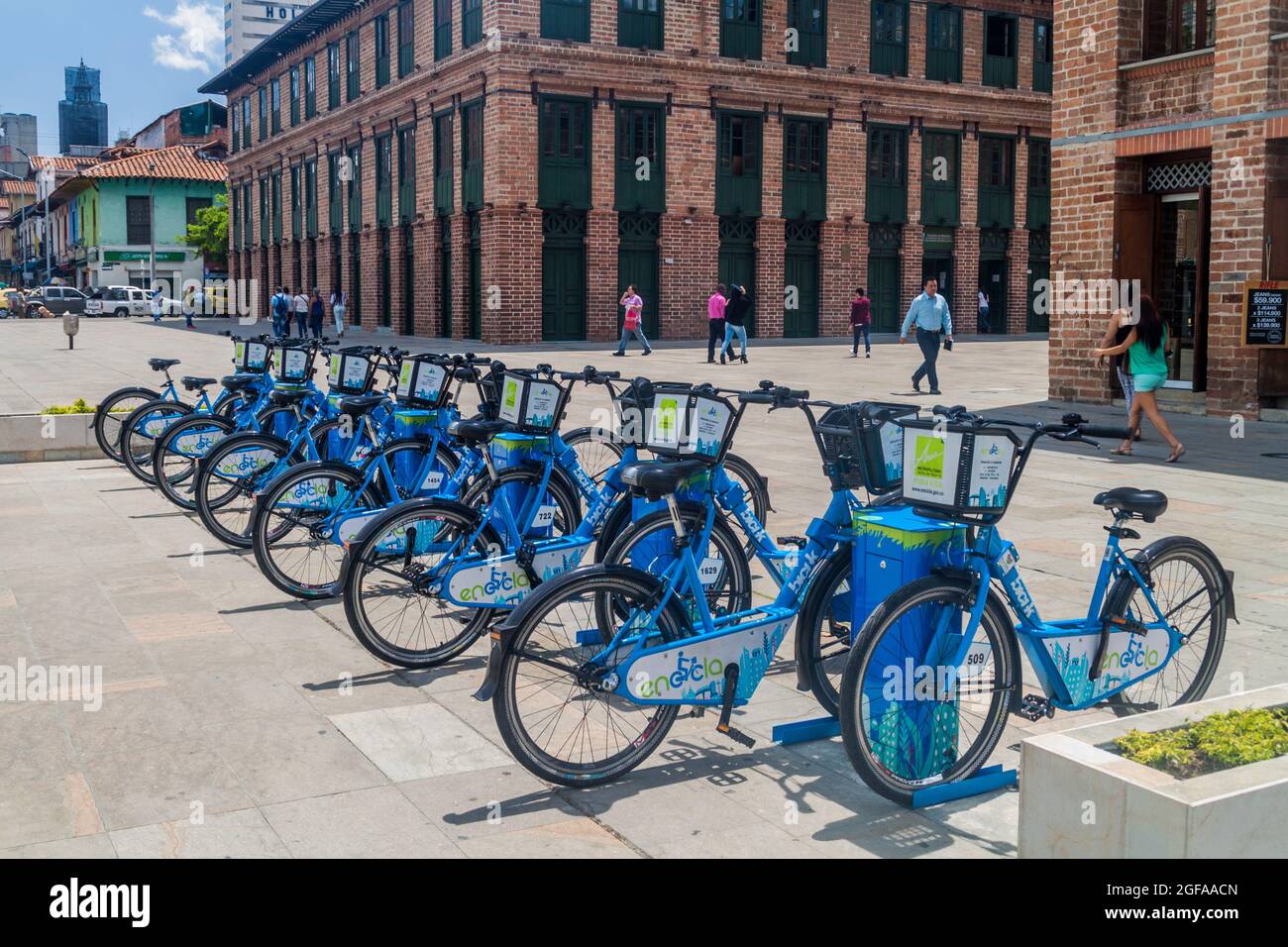 MEDELLIN, COLOMBIA - SEPTEMBER 4, 2015: One of the stations of bicycle ...