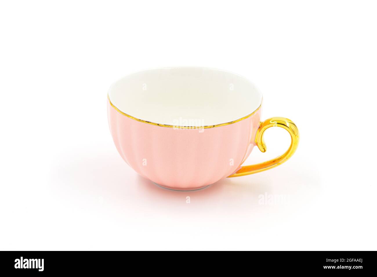 Decorative ceramic pink cup isolated on the white background Stock ...
