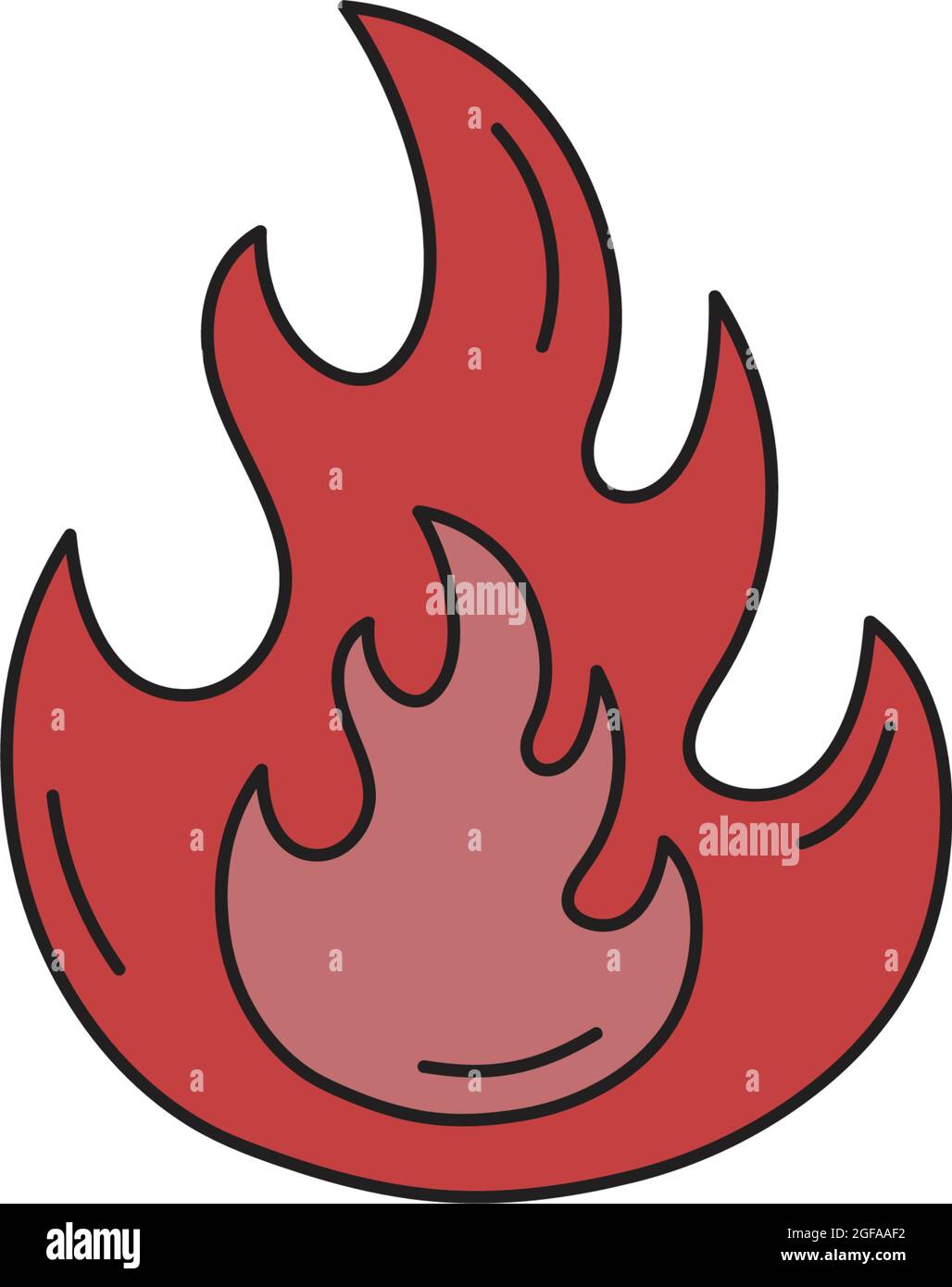 Burning fire flames hand drawn vector illustration Stock Vector Image ...