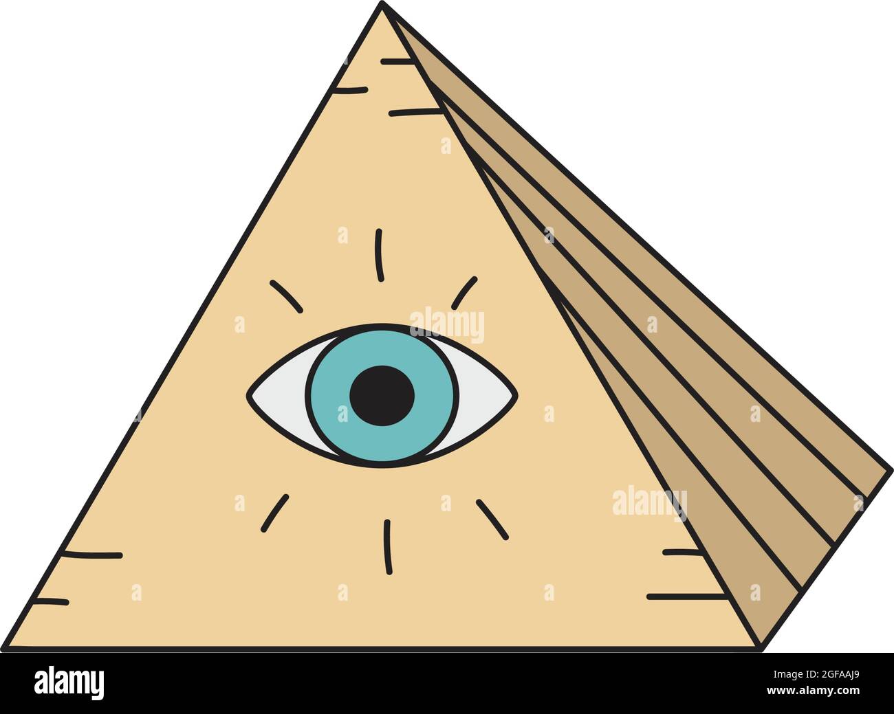 All-seeing eye pyramid vector sticker hand drawing Stock Vector Image ...