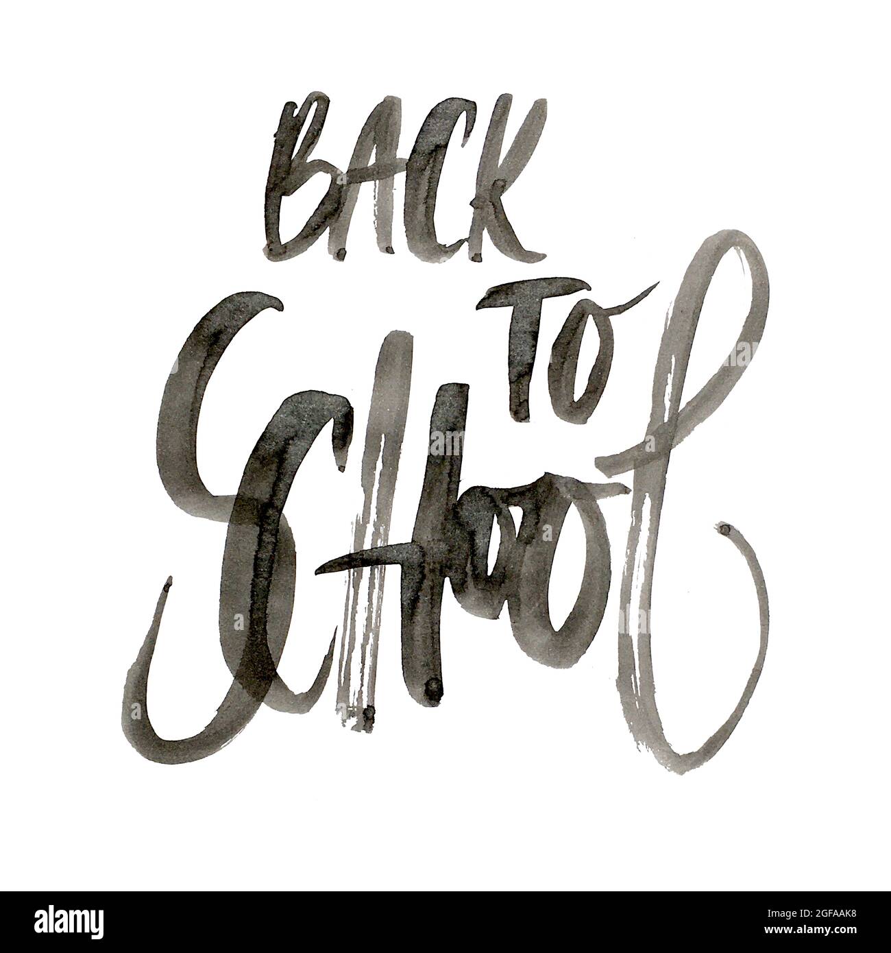 Brush pen raster calligraphy Back to School. Textured watercolour ...