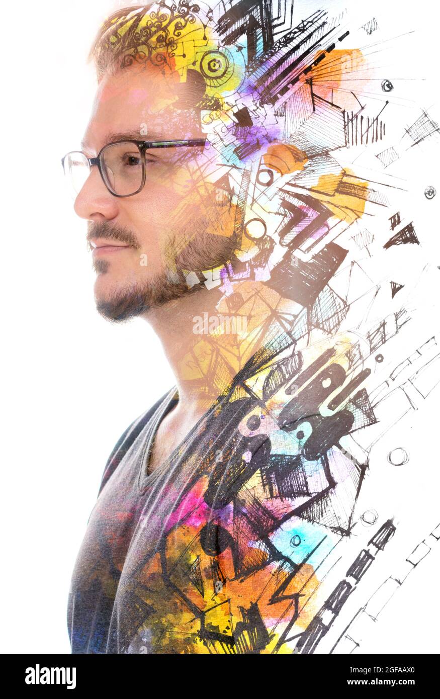 Double exposure face painting hi-res stock photography and images - Alamy