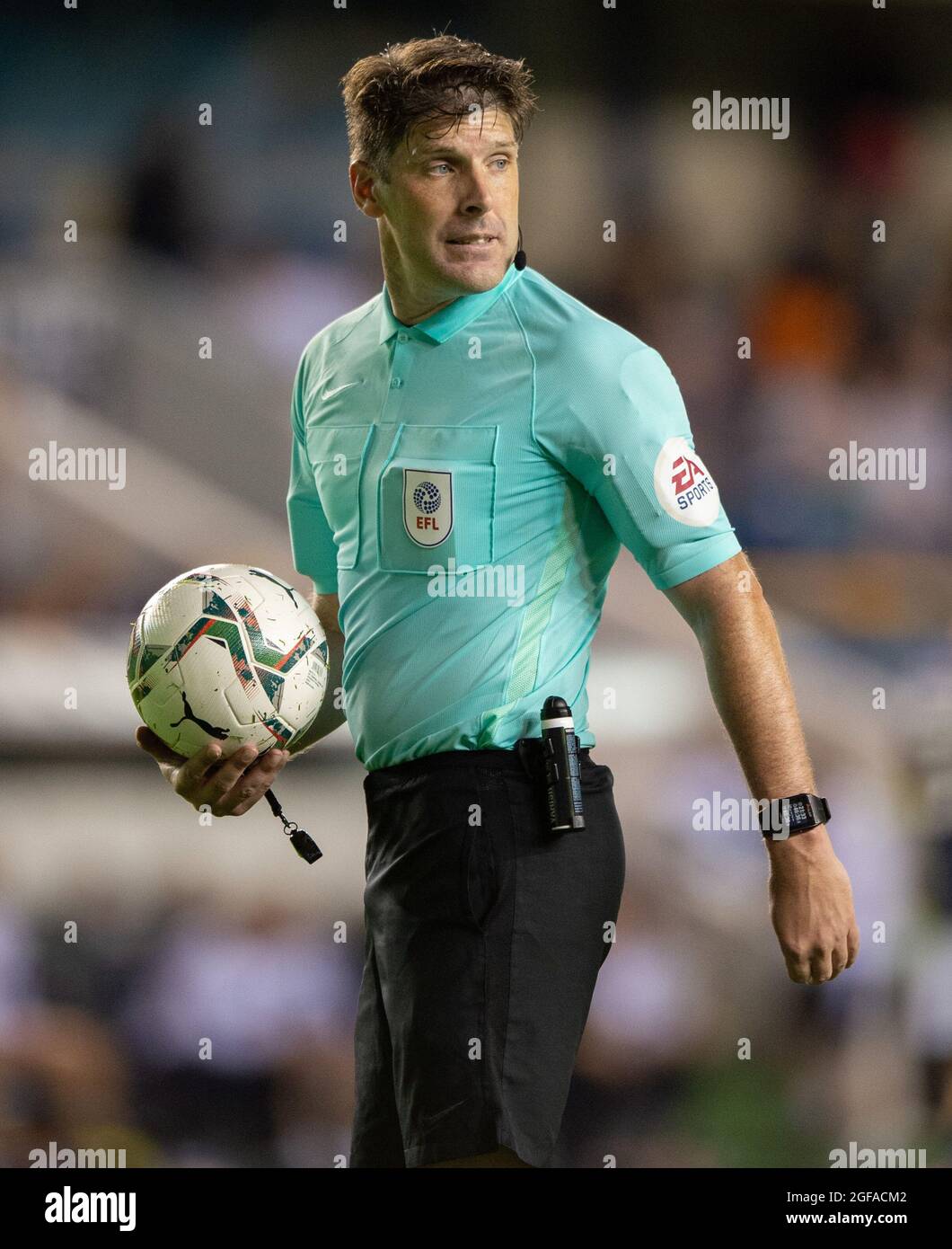 London, UK. 24th Aug, 2021. Referee Neil Hair during the Carabao Cup ...