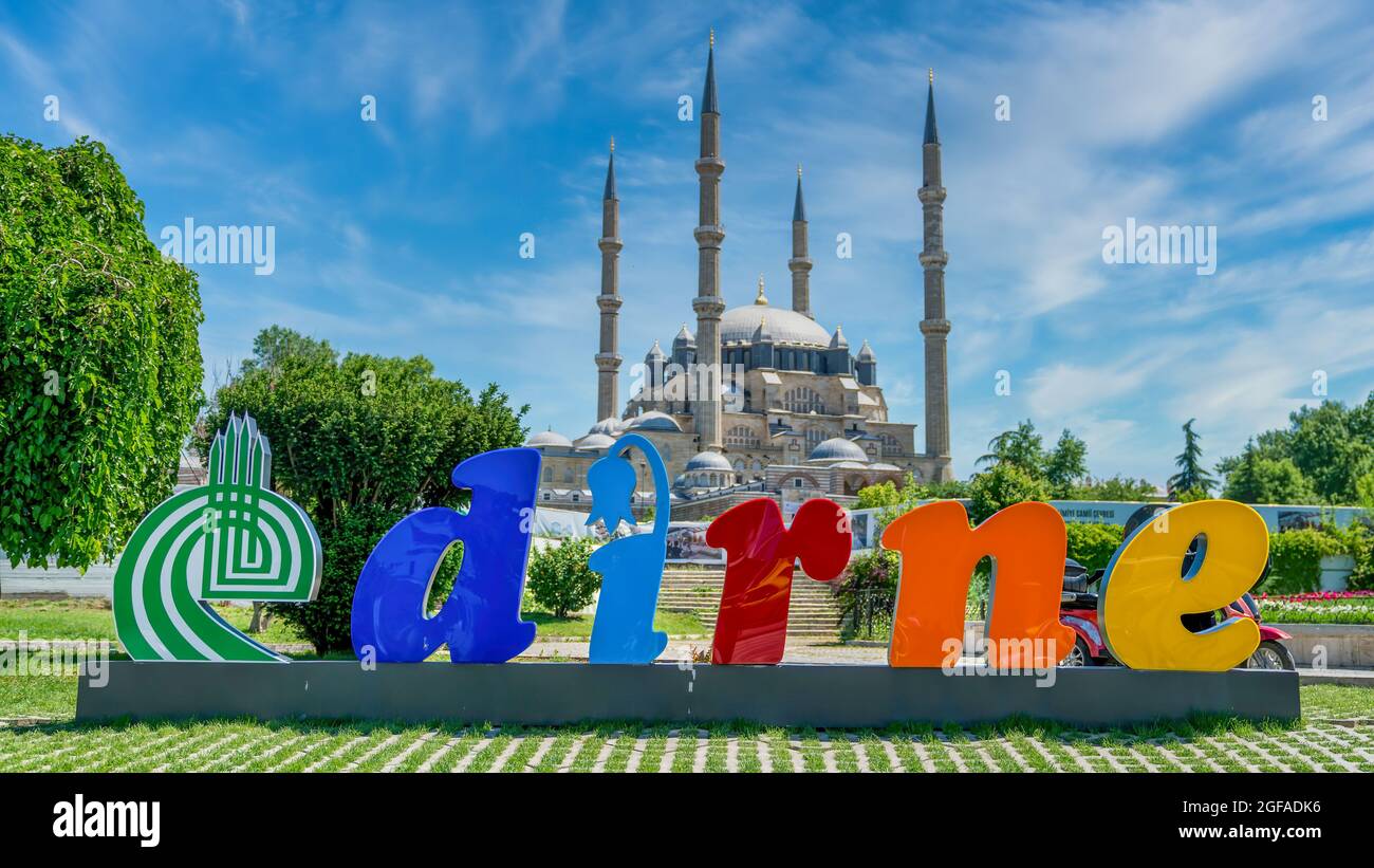 Edirne, Turkey - May 2018: Edirne Logo and Selimiye Mosque Stock Photo ...