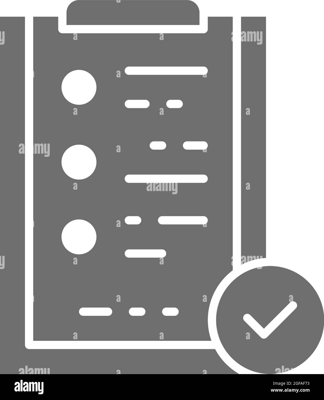 Folder tablet with check mark sign, quality control, verification grey ...