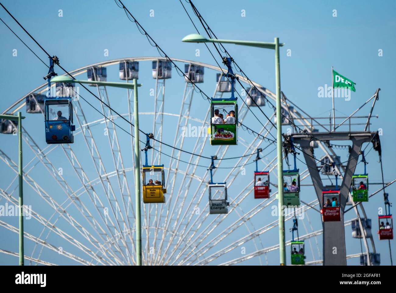 Rhine cable car, cabin above the Rhine, Ferris wheel at the zoo ...