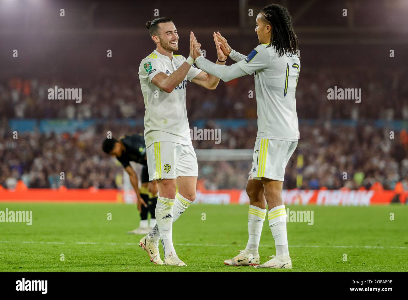 Leeds, UK. 24th Aug, 2021. Jack Harrison #22 of Leeds United celebrates ...