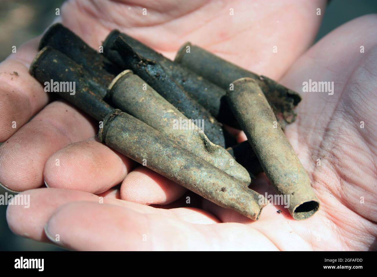 ancient rusty WWII bullets found they are a memory of history and a ...