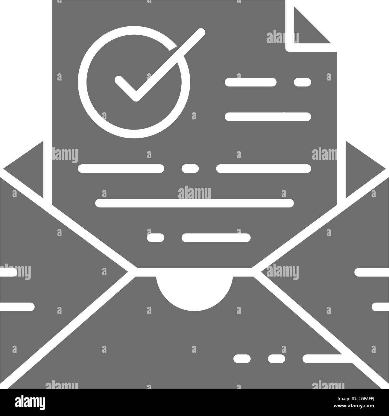 Confirmation letter, checked, envelope with check mark, verification ...