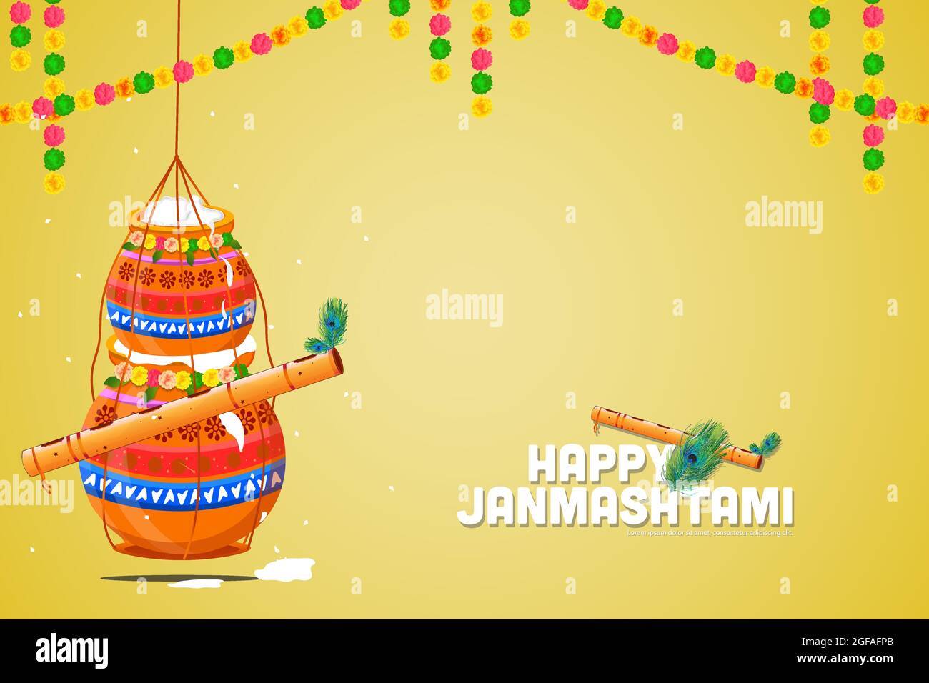 illustration of Happy Janmashtami festival of India. banner, card ...
