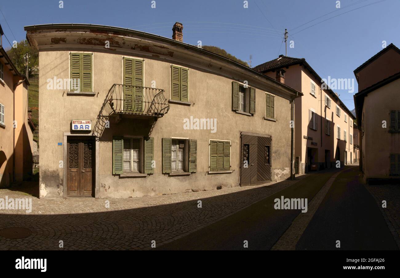 Village scene in the Italian-speaking part of Grisons, Swiss Alps Stock ...