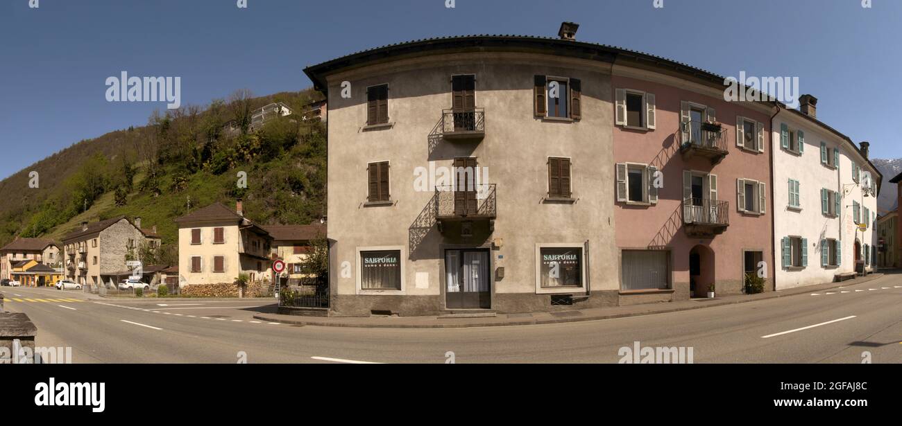 Village scene in the Italian-speaking part of Grisons, Swiss Alps Stock ...