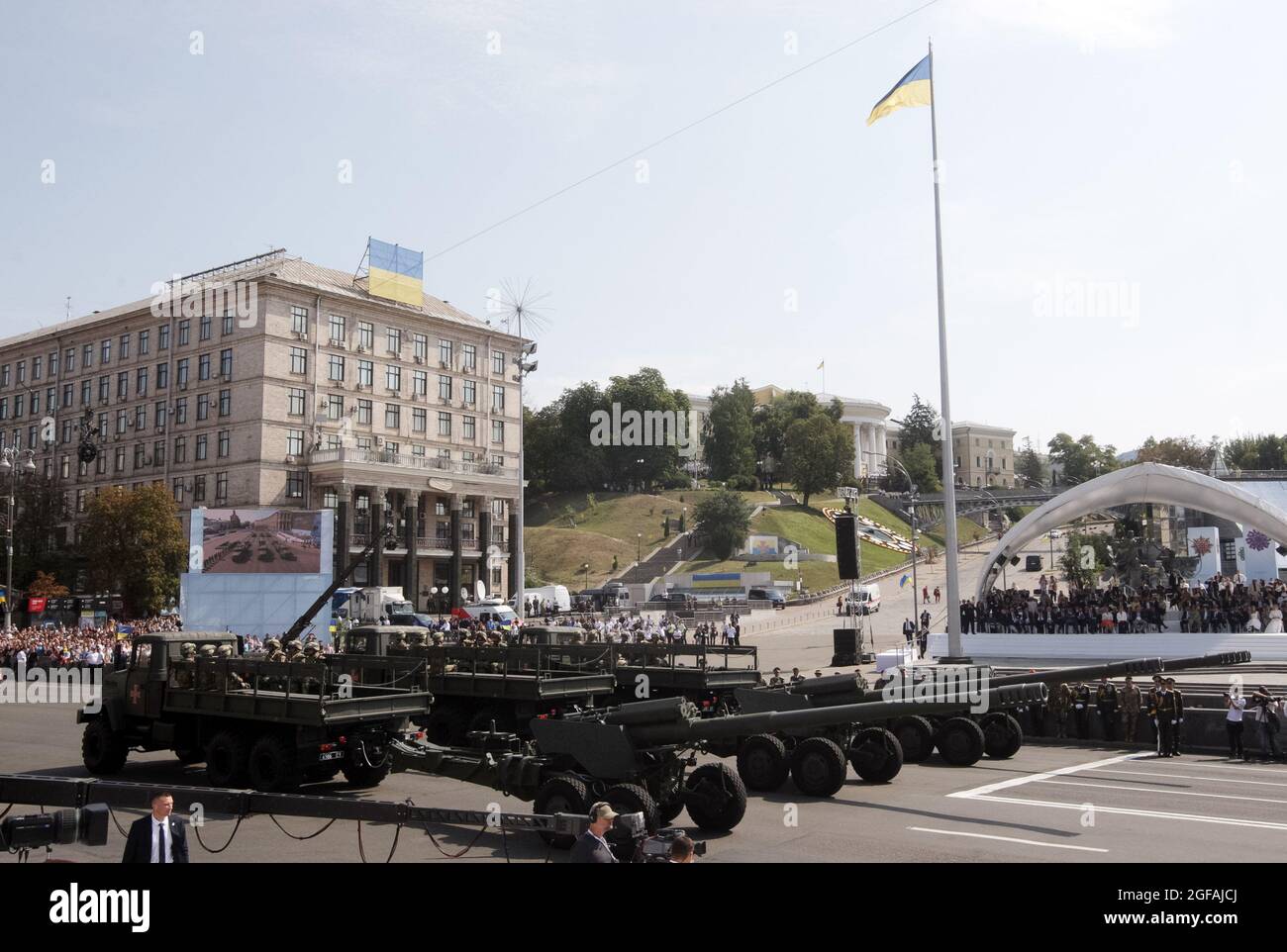 Kiev, Ukraine. 24th Aug, 2021. Artillery are seen during the ...