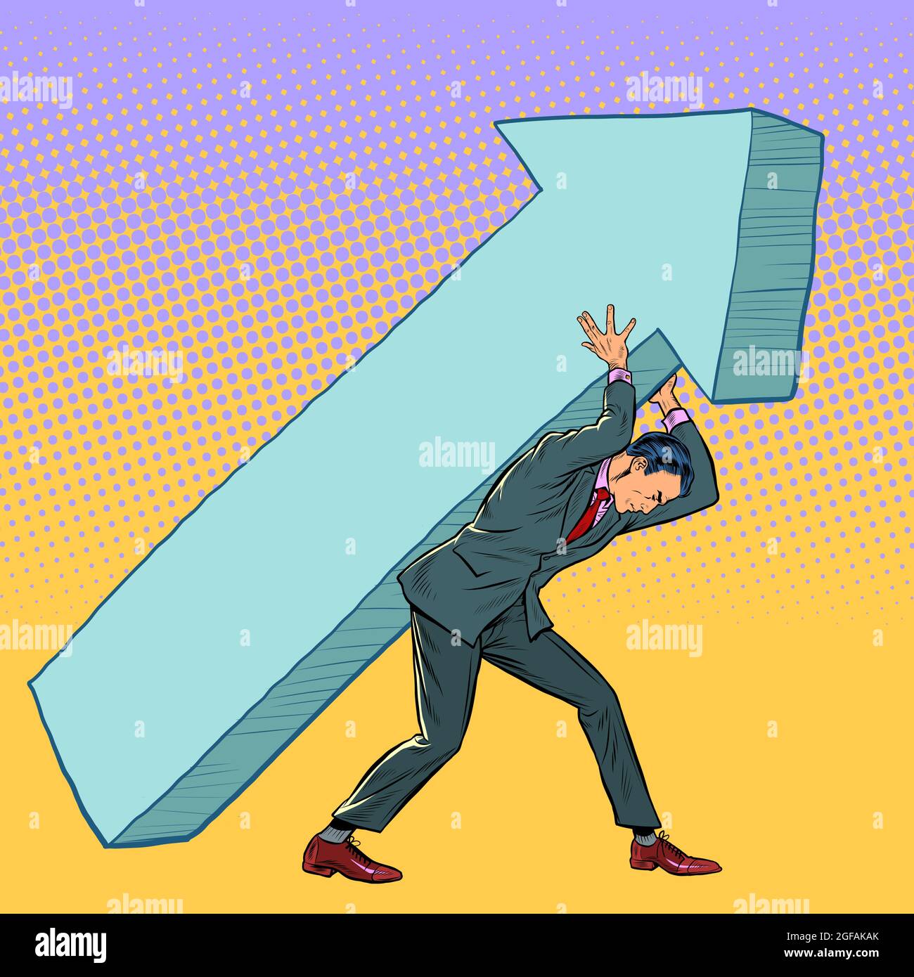businessman carries an arrow. direction motivation signpost business ...