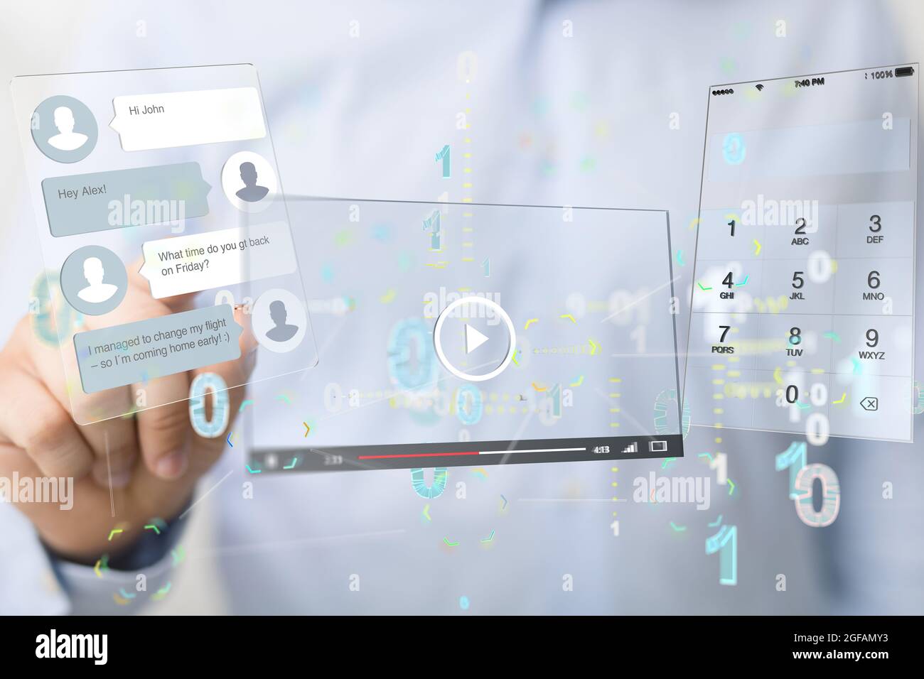 Illustration of Interface web application in hand Stock Photo - Alamy