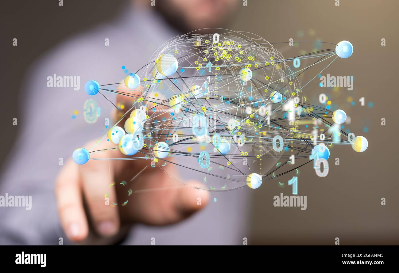 Illustration of database data cloud technology - integrated digital web ...