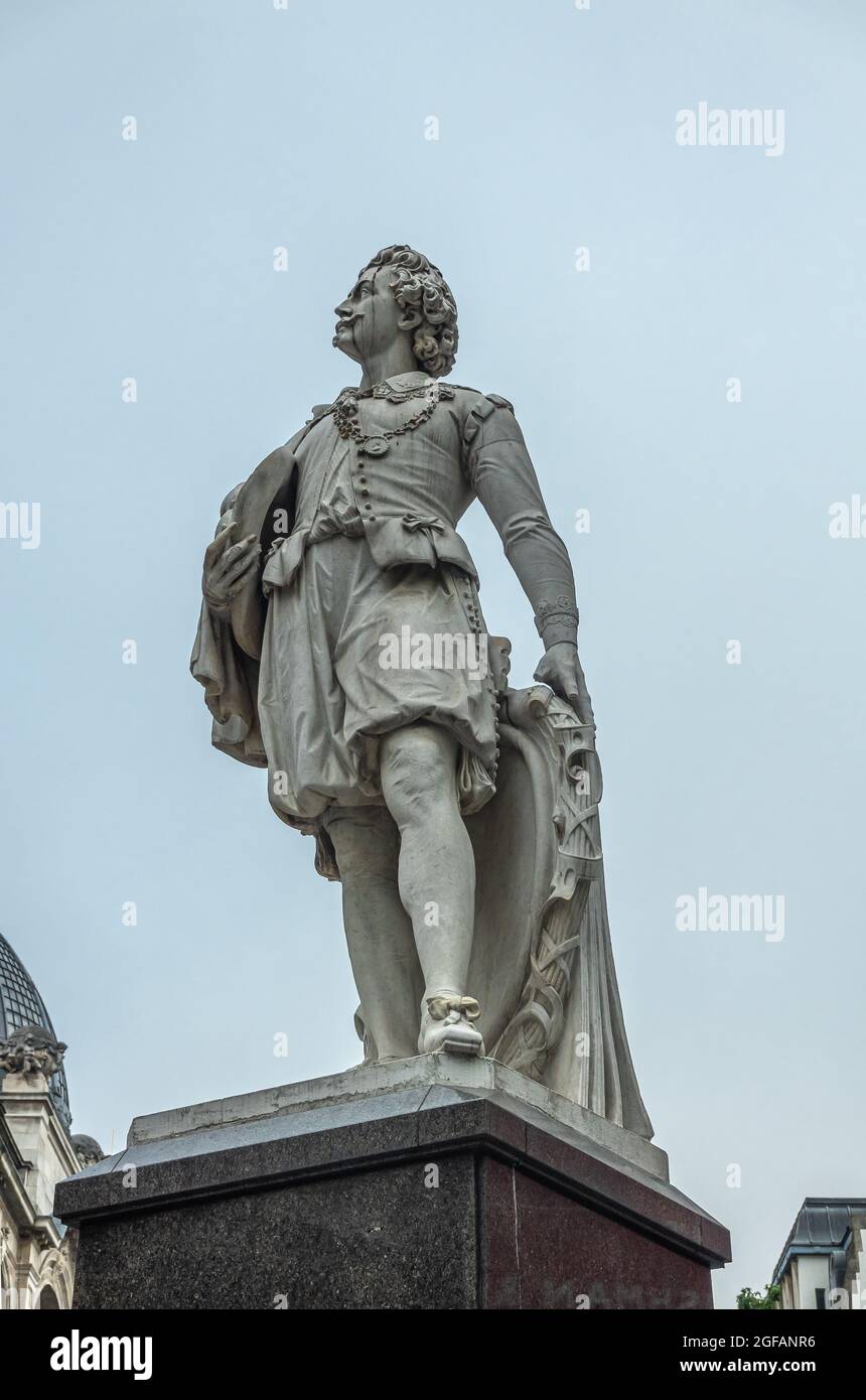 Antwerpen, Belgium - August 1, 2021: White stone statue of Antoon Van ...