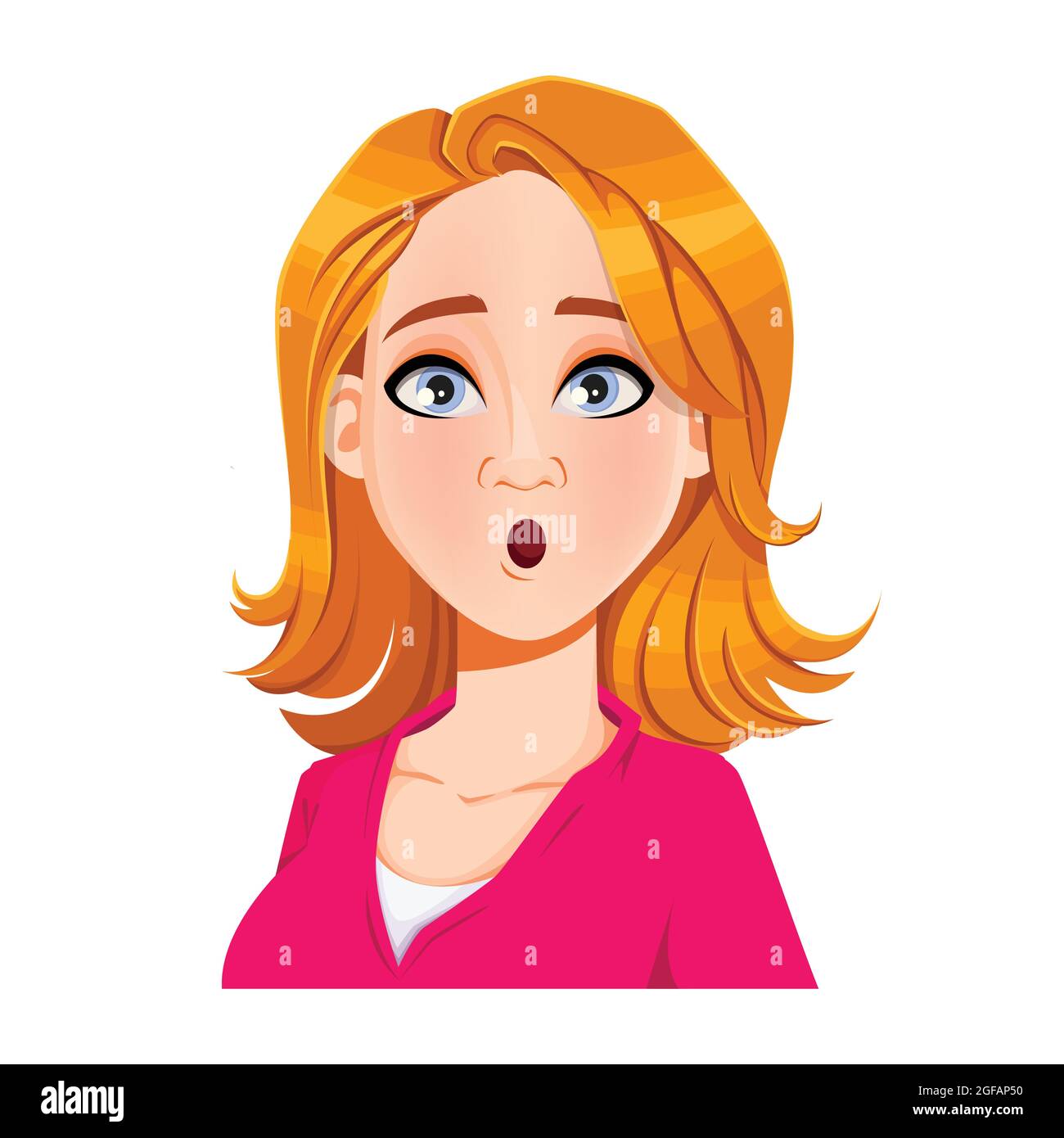 Face expression of beautiful woman, surprised. Female emotion. Cute ...