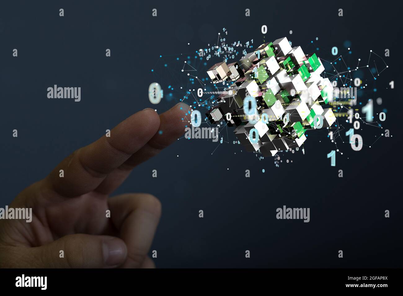 Data cloud storage network from lines, triangles, and particle style design Stock Photo - Alamy