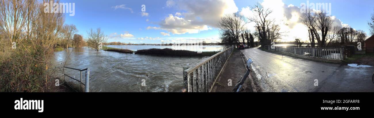 flooded marshes and flood water river waveney ellingham norfolk england ...