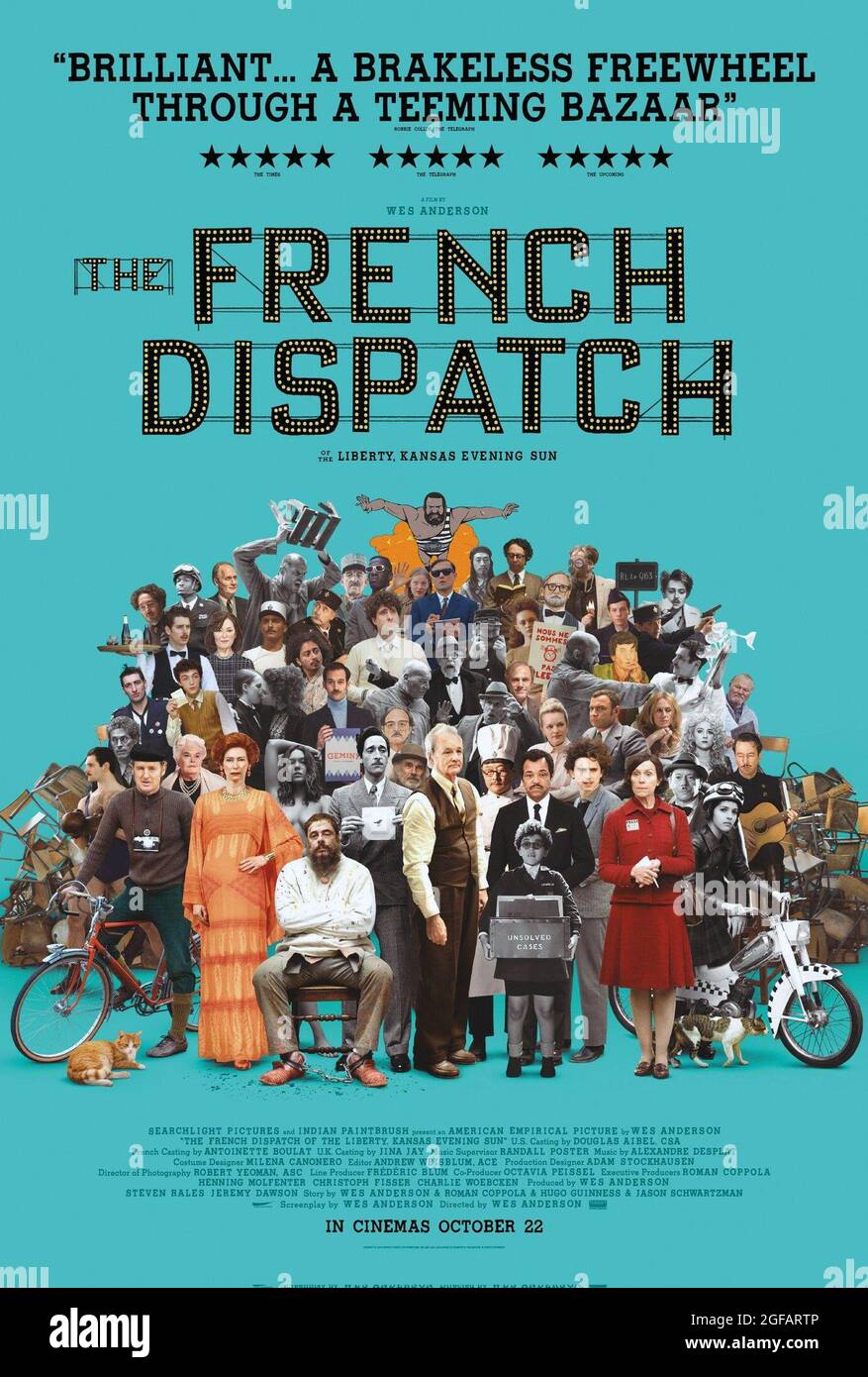 THE FRENCH DISPATCH, poster, front, from left: Owen Wilson, Tilda ...