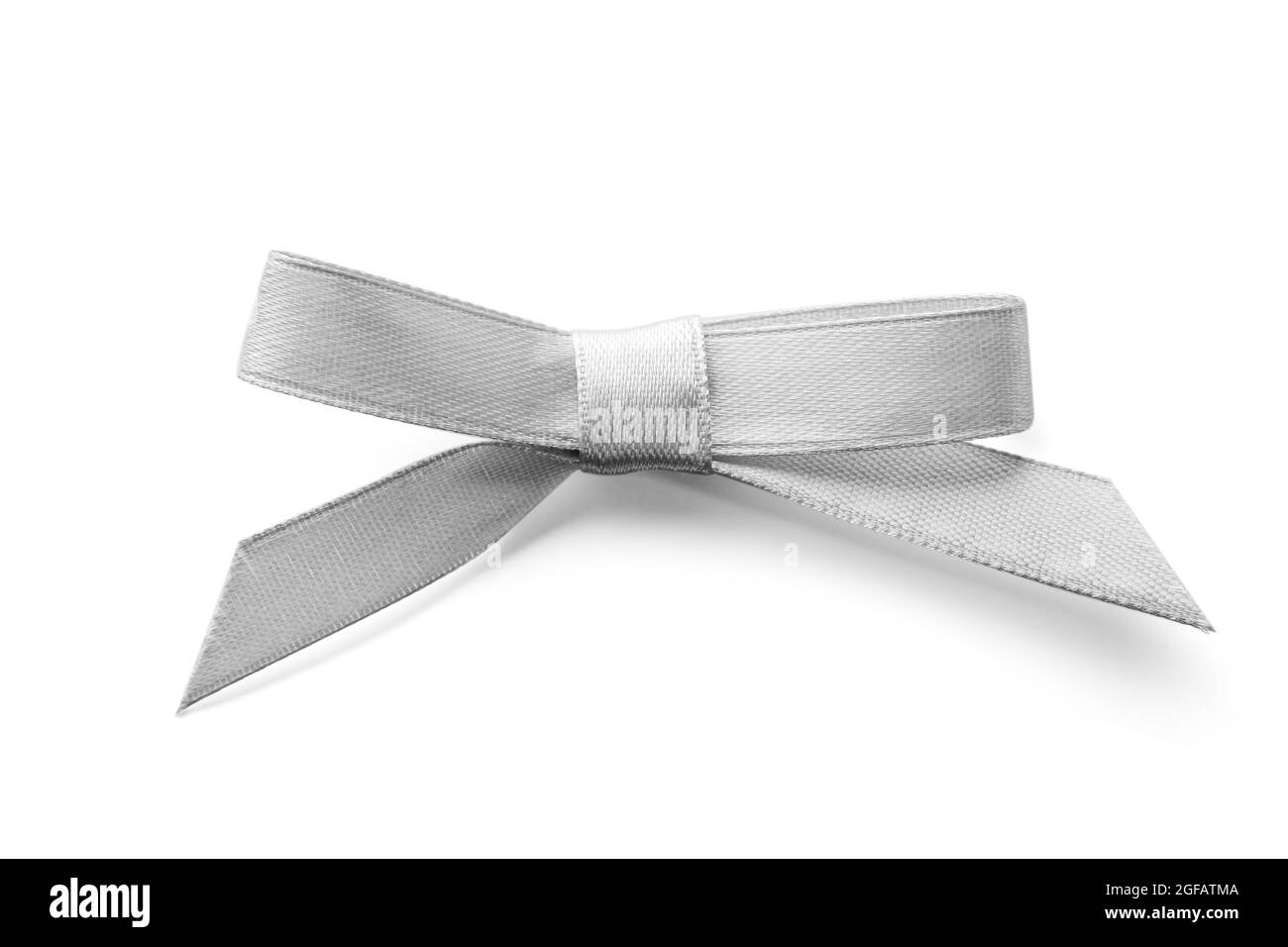 Grey ribbon bow on a white background Stock Photo - Alamy