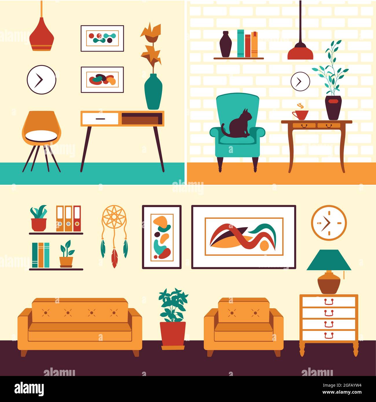 Luxury classic home interiors Stock Vector Images - Alamy