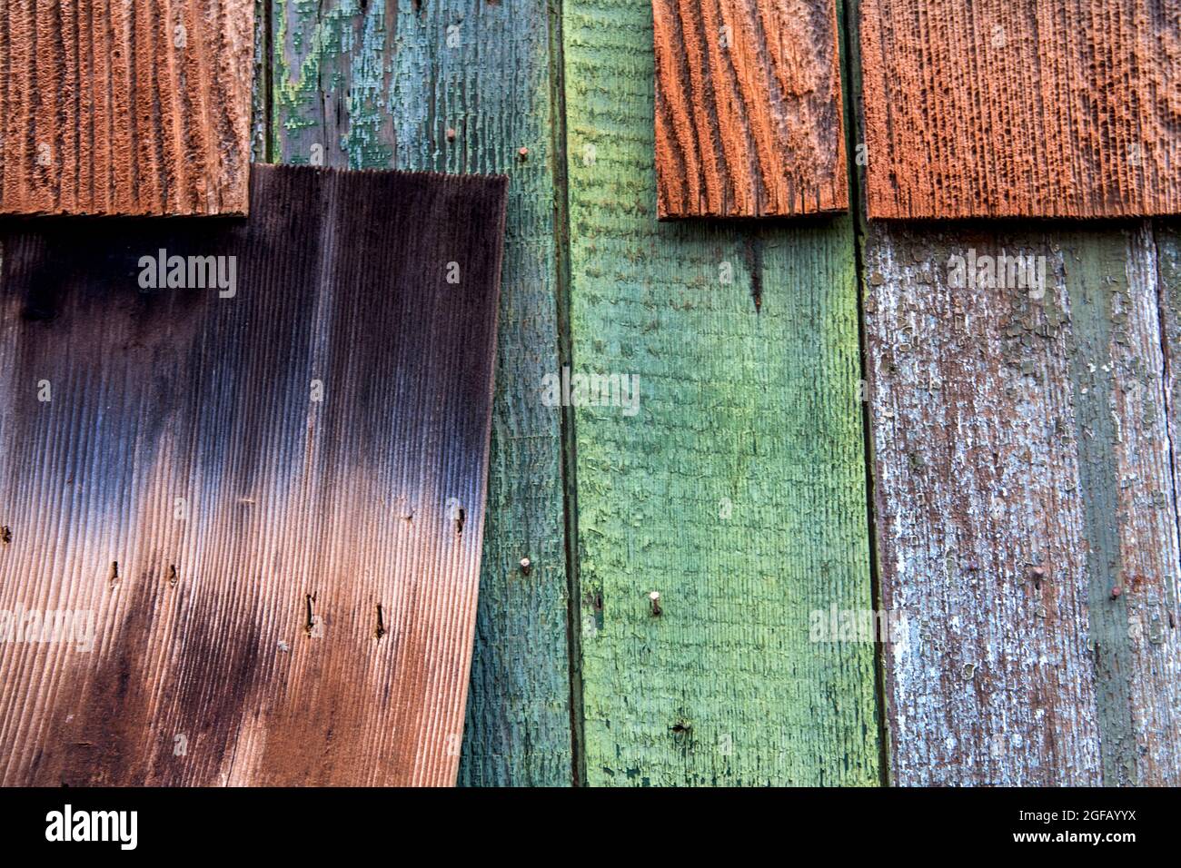 Colorful pieces of wood stuck together Stock Photo - Alamy