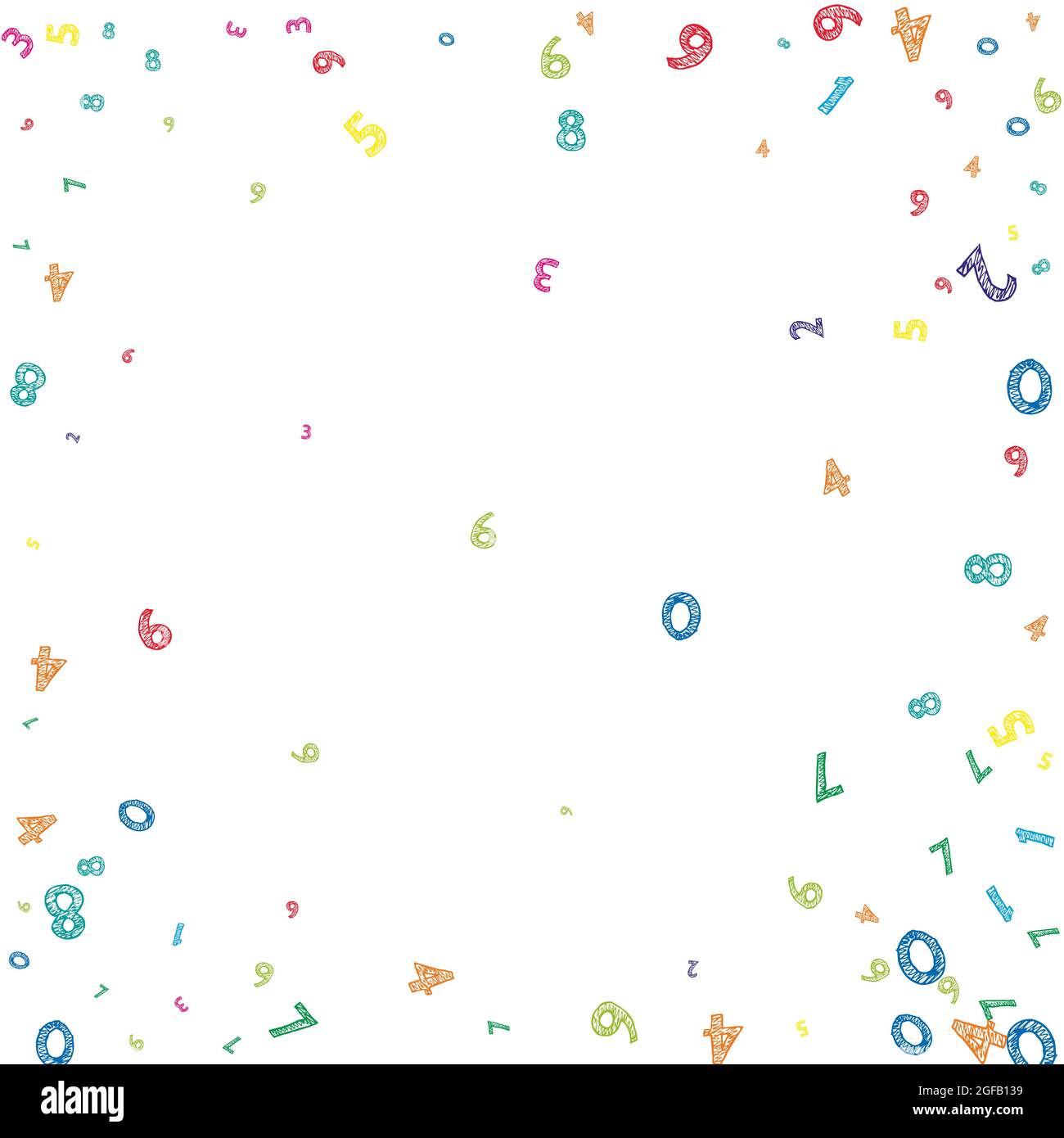 Falling colorful messy numbers. Math study concept with flying digits ...