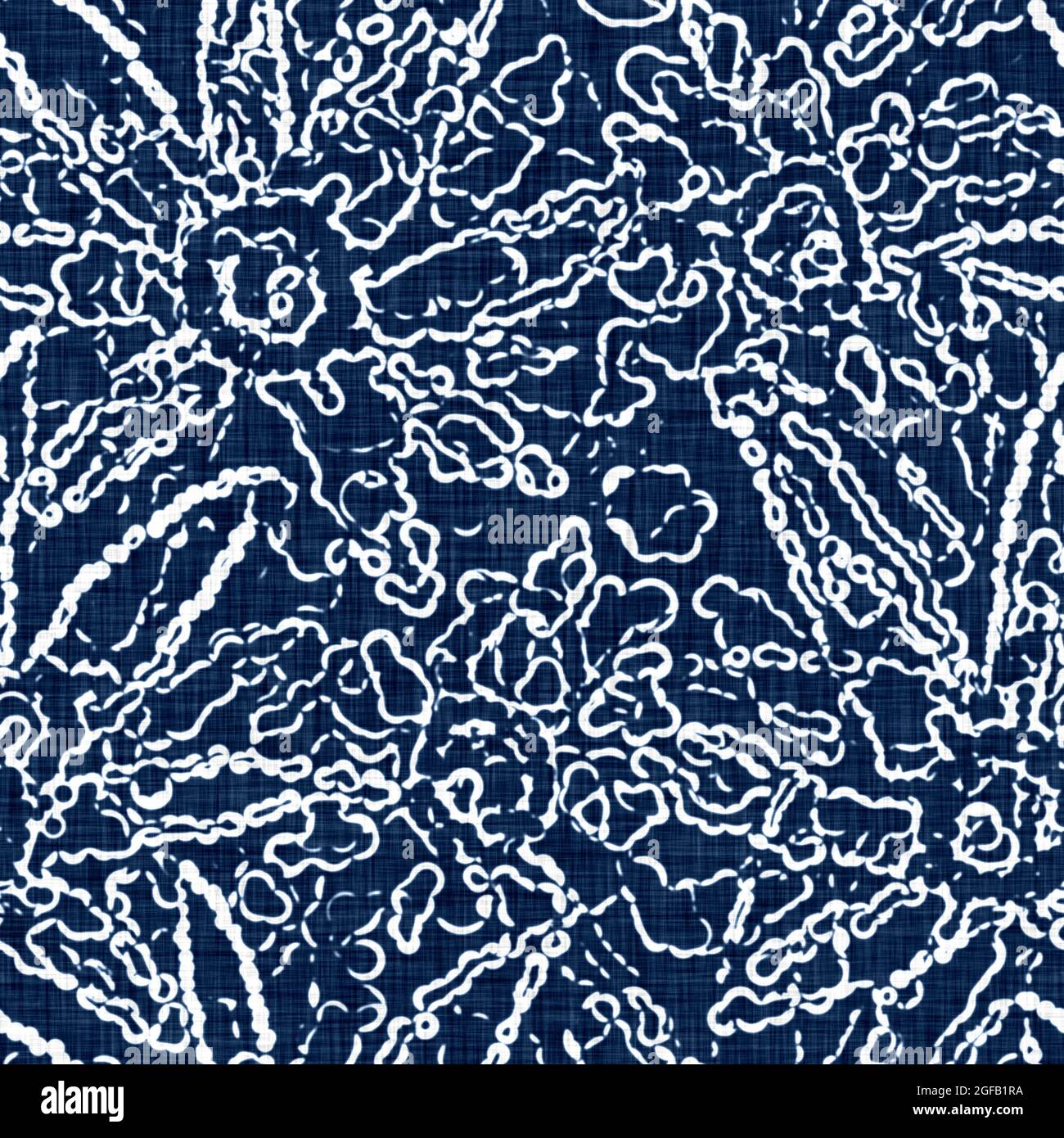 Acid wash blue jean effect texture with decorative linen floral motif ...