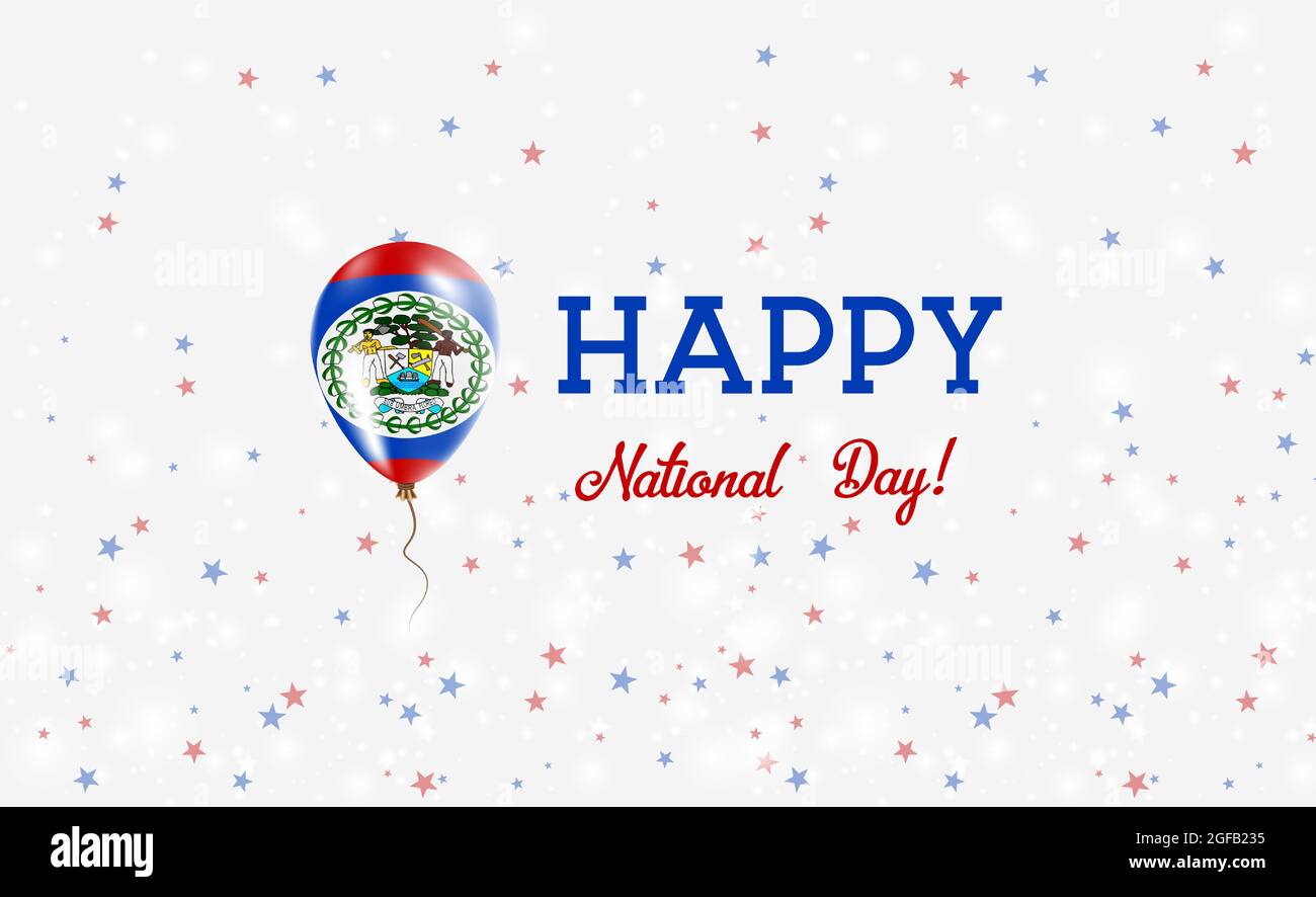 Belize National Day patriotic poster. Flying Rubber Balloon in Colors ...