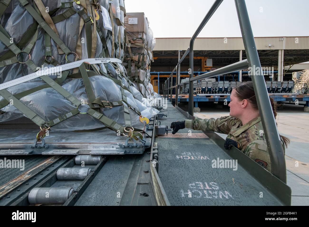 Airman First Class Hunter Gable, 60th Aerial Port Squadron ramp ...