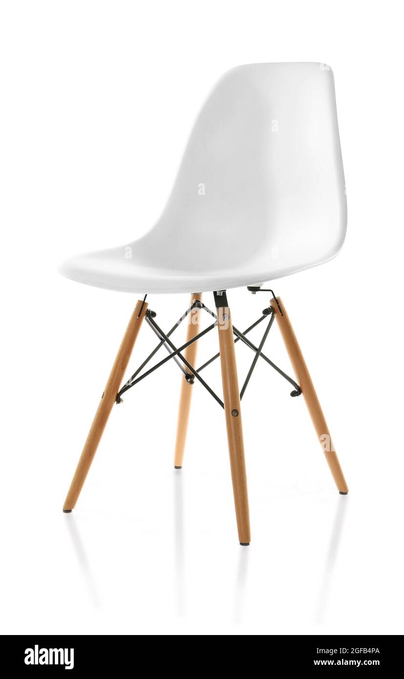 White chair, isolated on white Stock Photo - Alamy