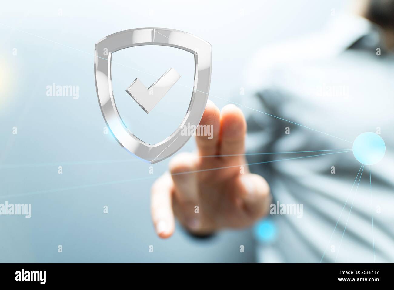 Digital render of a cybersecurity shield sign Stock Photo - Alamy