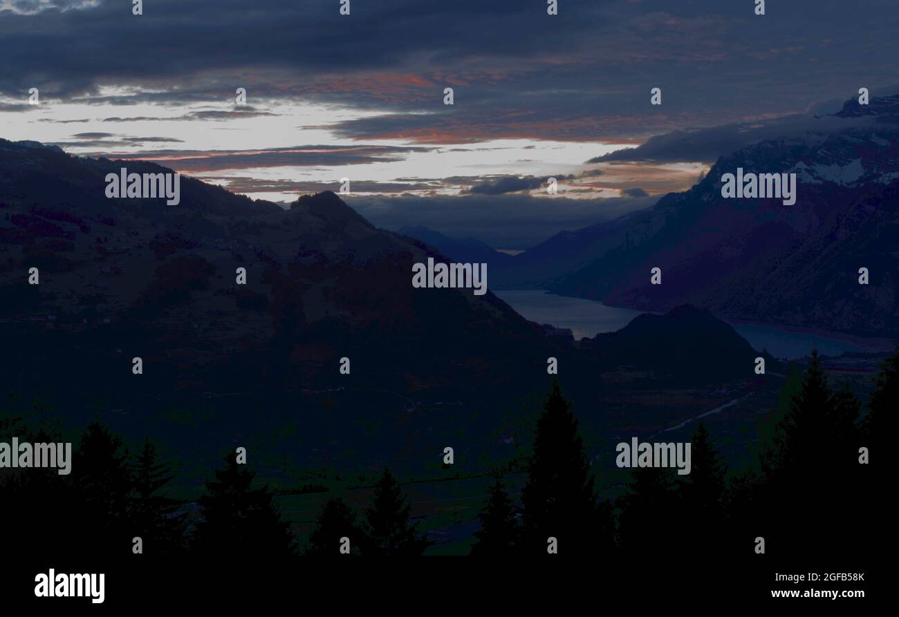Evening light on Lake Walen, Switzerland Stock Photo - Alamy