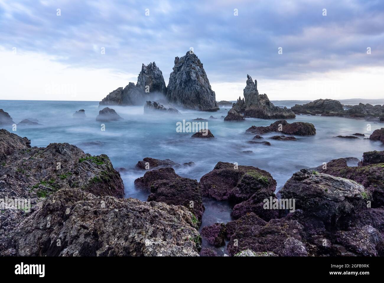 pink and green algae on rocks with camel rock in the background at ...